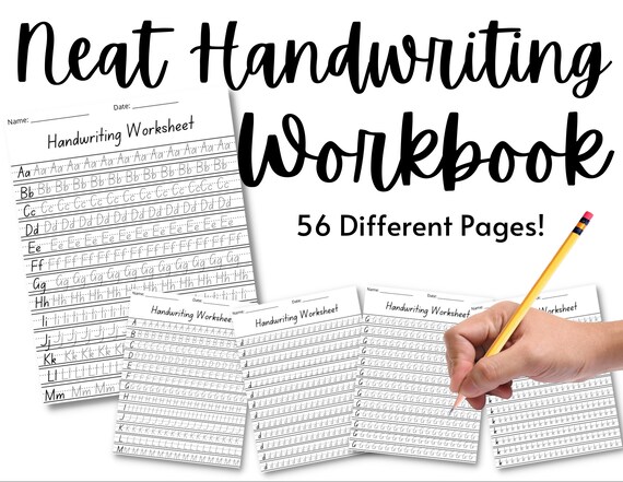 Printable Handwriting Worksheets Neat Handwriting Workbook - Etsy
