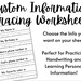 Custom Name & Info Tracing Page | Personalized Name Handwriting | Name ...