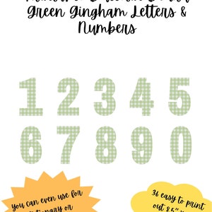 Printable Bulletin Board Green Gingham Letters & Numbers, Printable ...