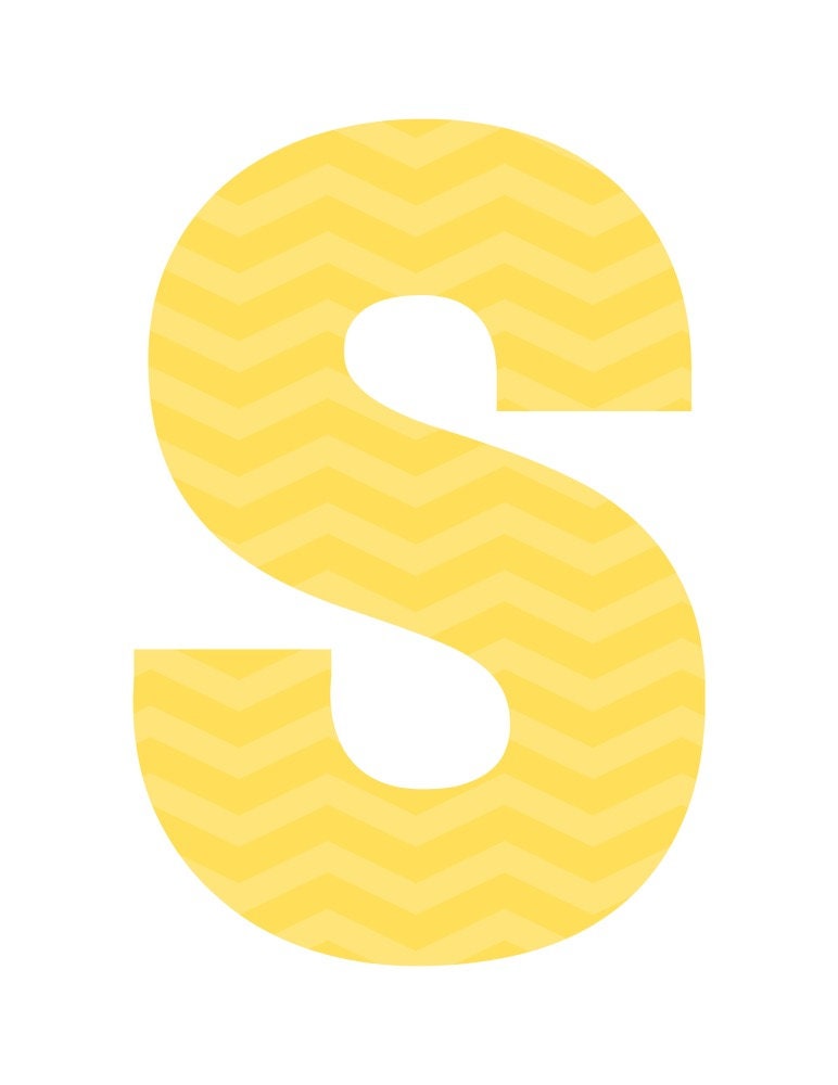 Printable Bulletin Board Yellow Zig Zag Letters & Numbers, Printable ...