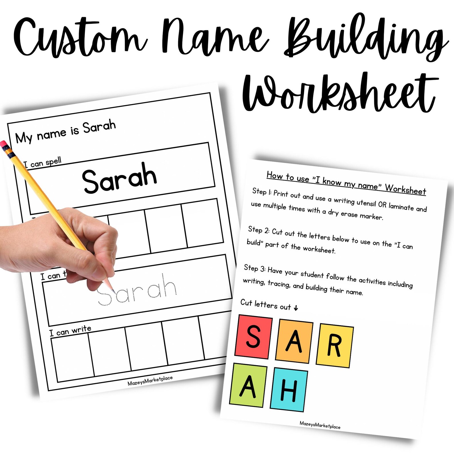 Custom Name Building Page I I Can Spell My Name Page I Name Worksheet I ...