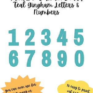Printable Bulletin Board Teal Gingham Letters & Numbers, Printable ...
