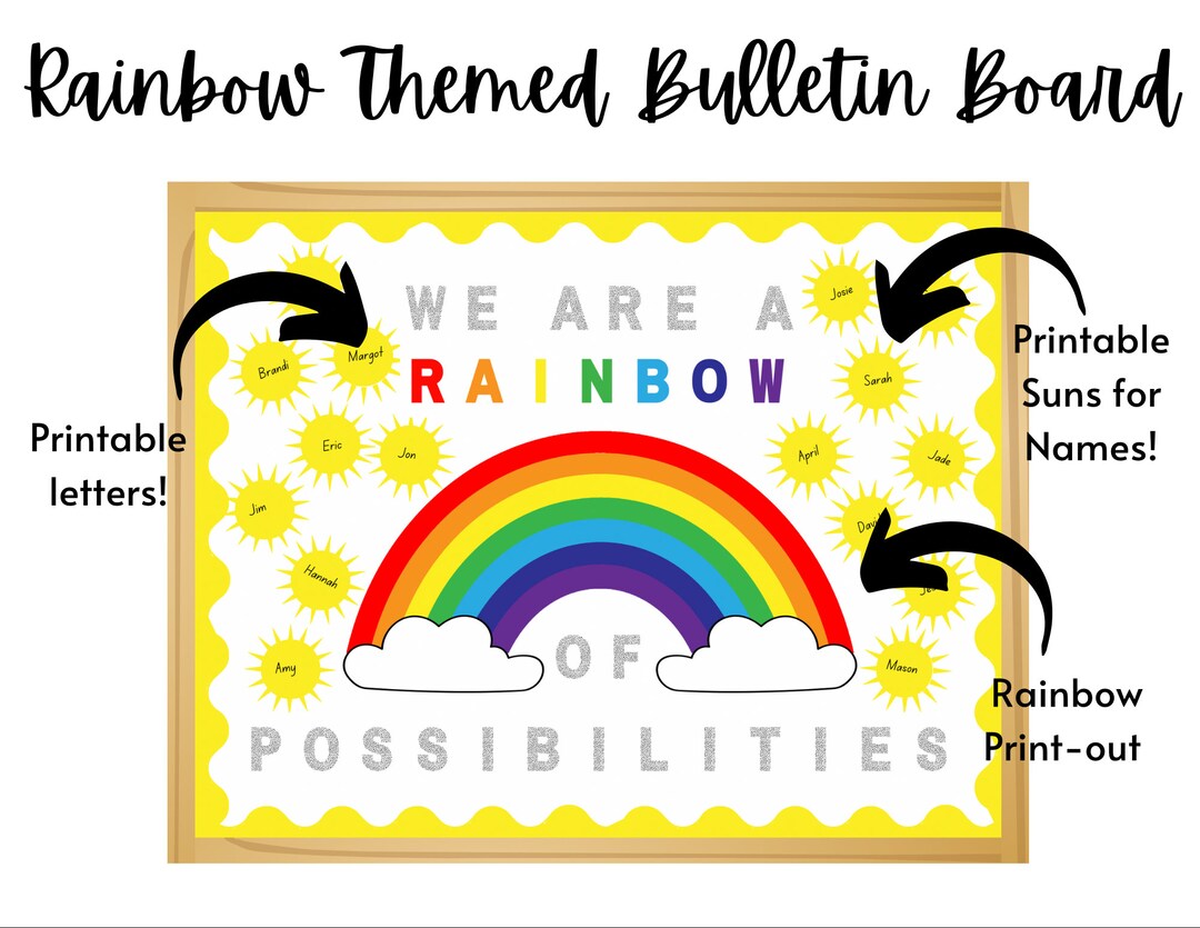 Back to School Bulletin Board I Rainbow Themed Bulletin Board I Pun ...