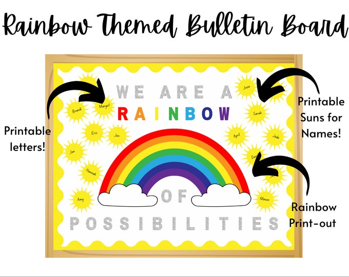 Back to School Bulletin Board I Rainbow Themed Bulletin Board I Pun ...