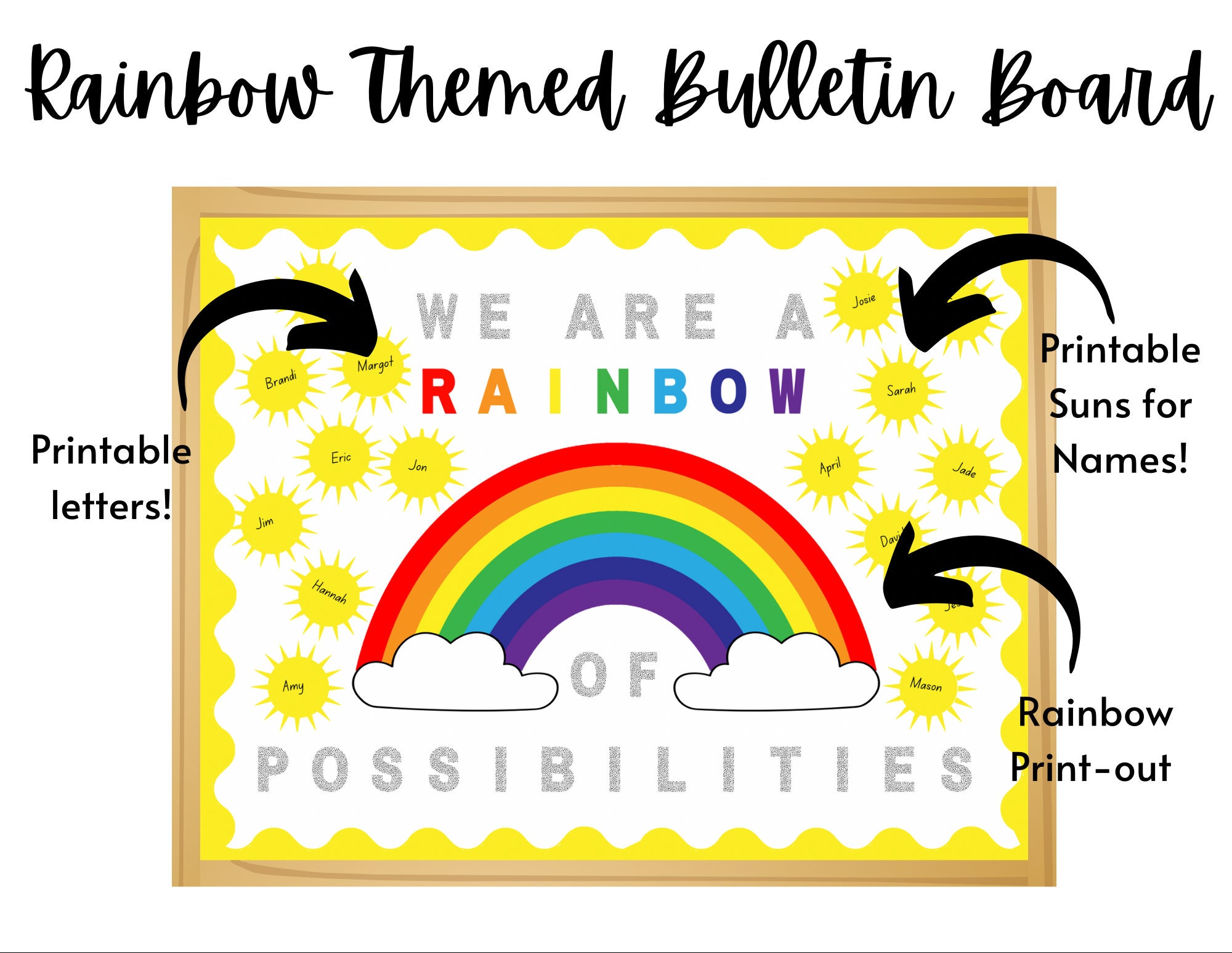 Back to School Bulletin Board I Rainbow Themed Bulletin Board I Pun ...