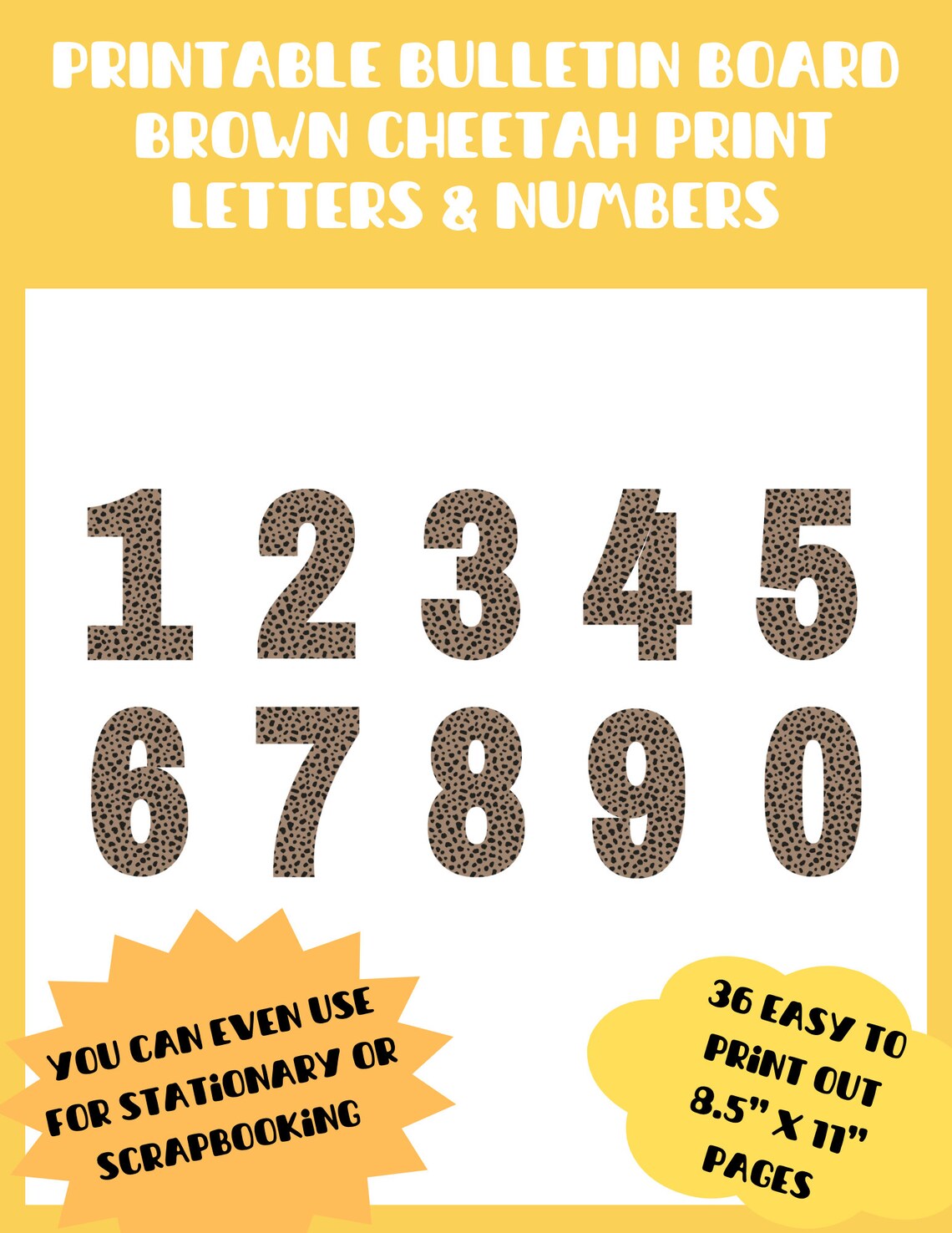 Printable Bulletin Board Brown Cheetah Print Letters & - Etsy