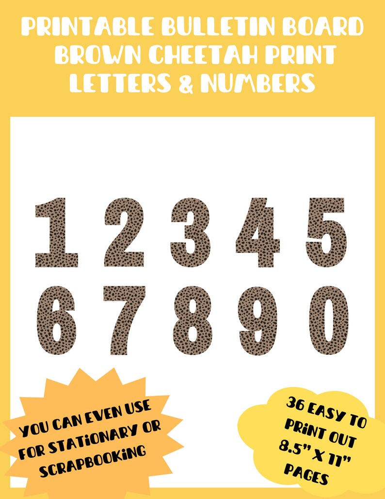 Printable Bulletin Board Brown Cheetah Print Letters & - Etsy