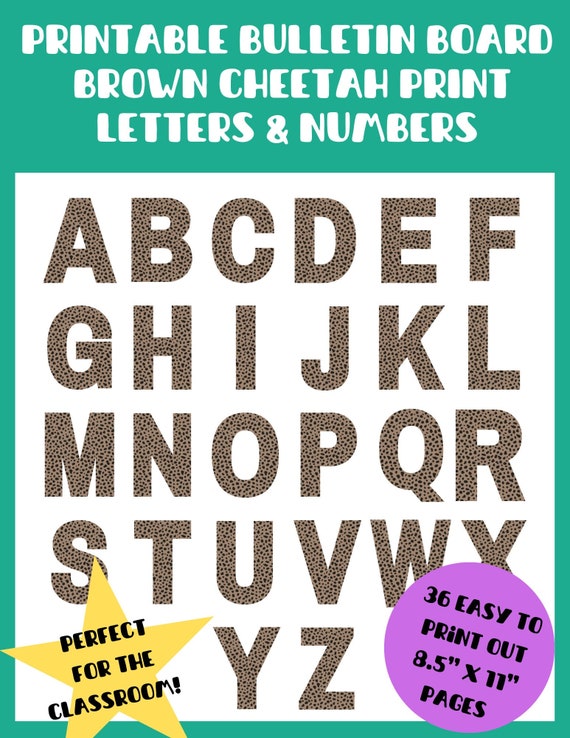 Printable Bulletin Board Brown Cheetah Print Letters & - Etsy