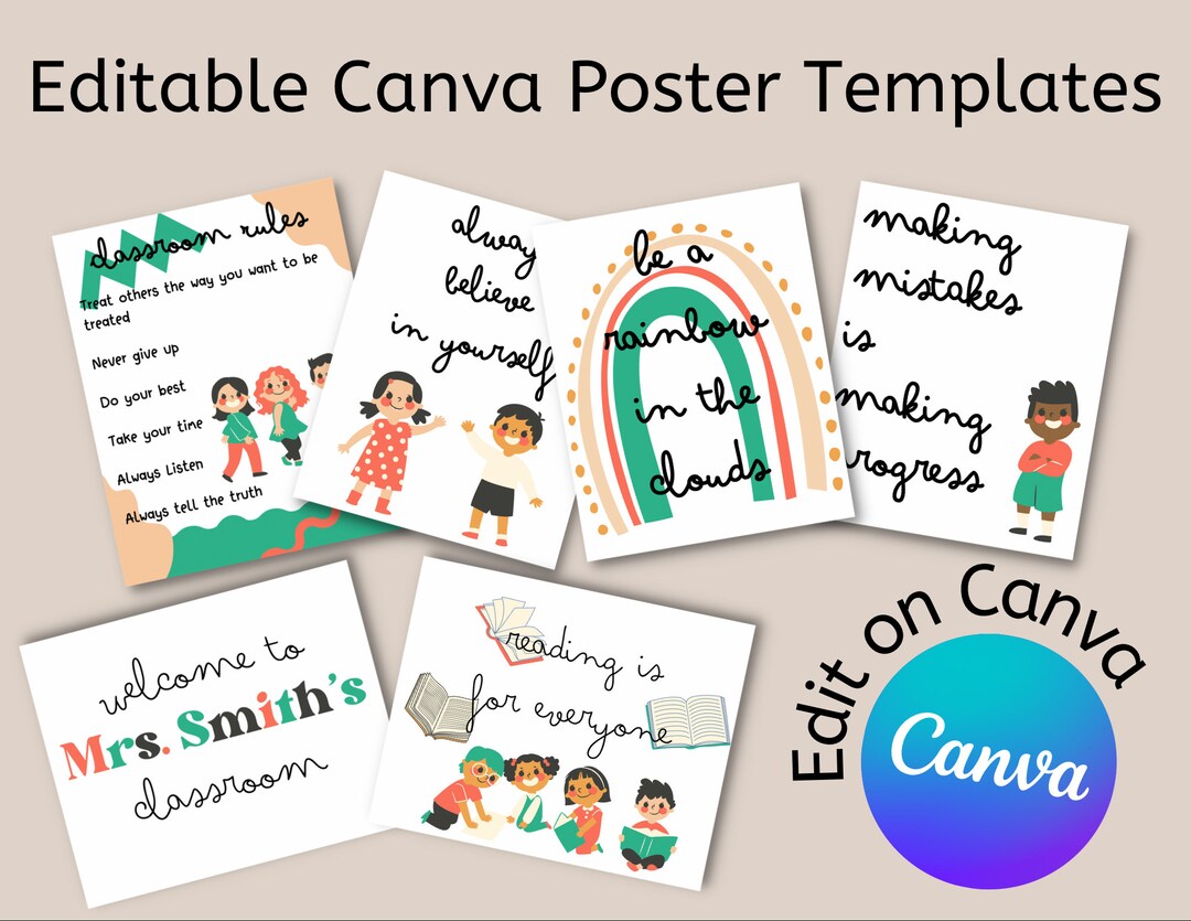 Classroom Posters I Editable Canva Posters I Back to School Posters I ...