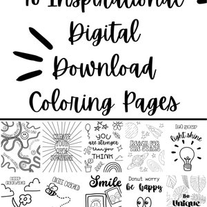 10 PDF Inspirational Digital Download Kids Coloring Pages I ...