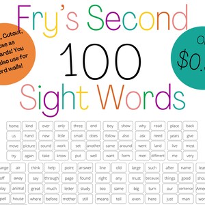 Fry’s Second 100 Sight Words I Sight Words I Printable Word Flash Cards ...