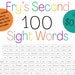 Fry’s Second 100 Sight Words I Sight Words I Printable Word Flash Cards ...