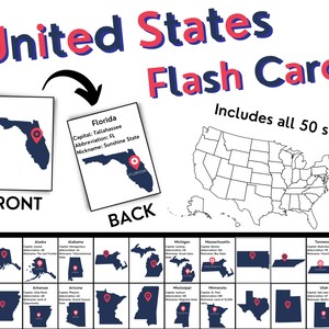 United States Flash Cards, Elementary Flash Cards, State Capitals Flash ...