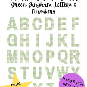Printable Bulletin Board Green Gingham Letters & Numbers, Printable ...