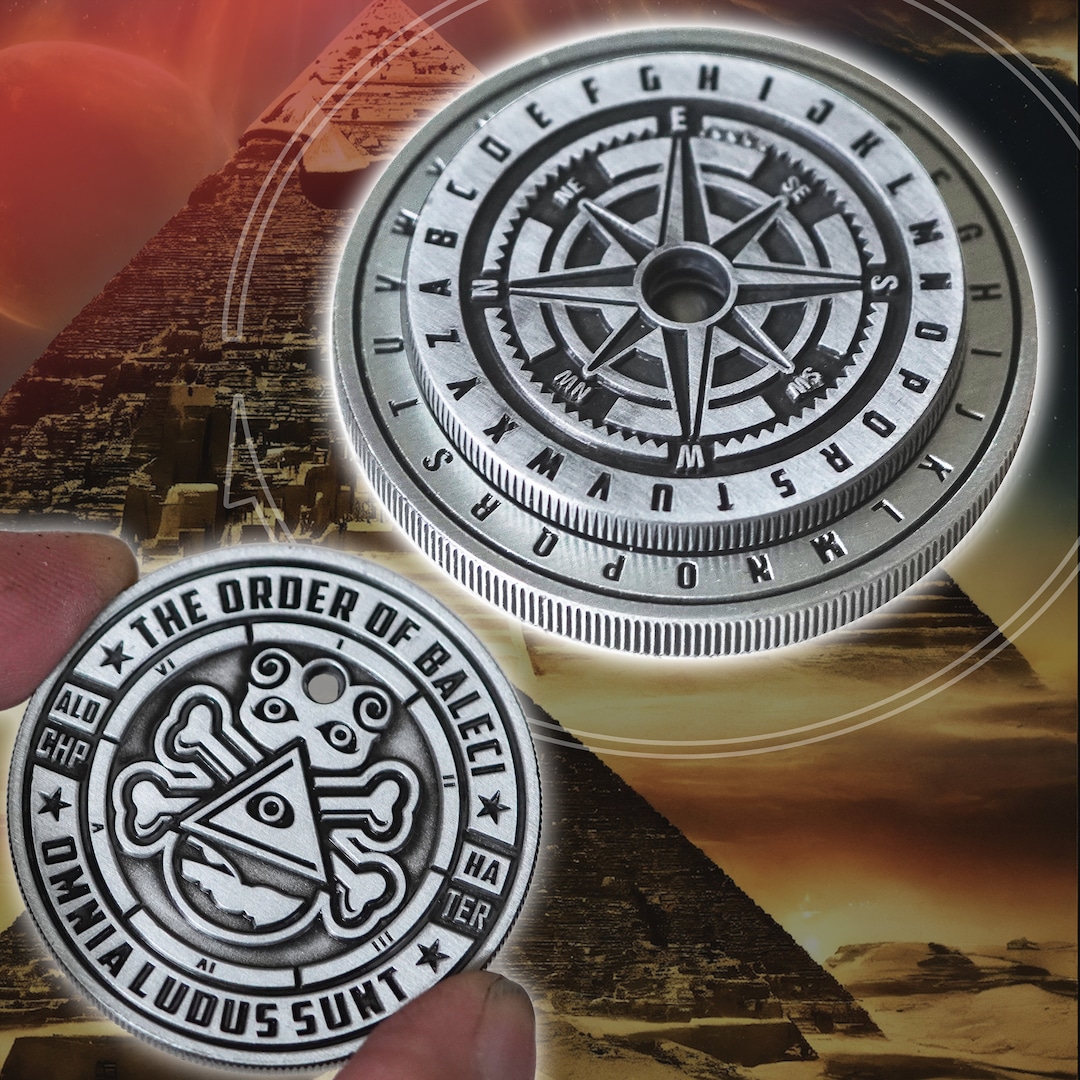 Caeser's Cipher Wheel Coin Set of 2, Spinnable, Wearable, Mystery ...