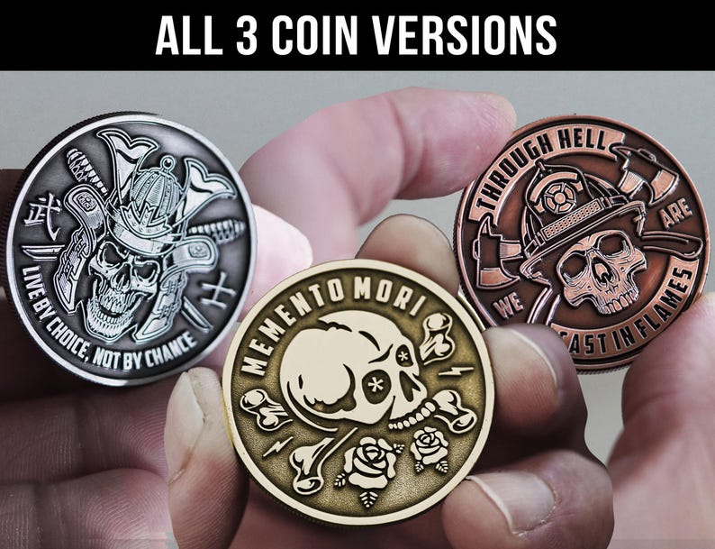 Fire Skull Challenge Coin: Antique Copper Firefighter Token - Etsy