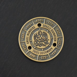 Angel Numbers Oracle Coin: Spinning Divination Tool With Leather ...