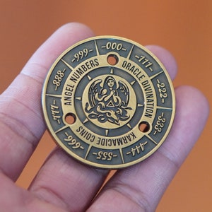 Angel Numbers Oracle Coin: Spinning Divination Tool With Leather ...