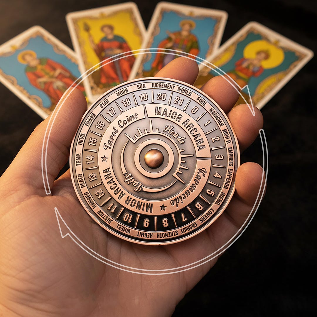 Spinning Tarot Disc Coin: 78 Arcana Cards - Antique Copper Finish - Etsy