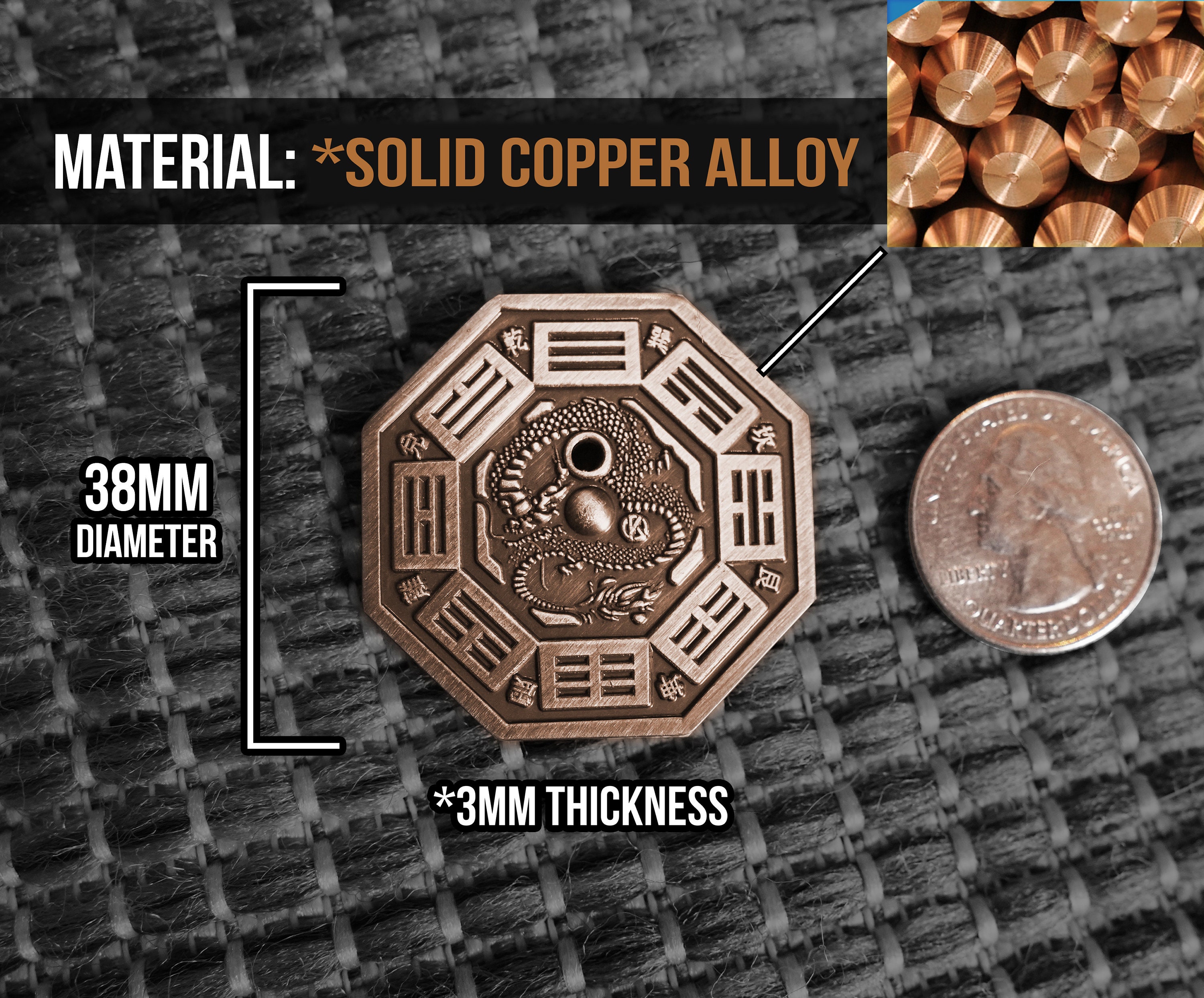 Spinning I Ching Coin Necklace: Solid Copper Chinese Divination Tool - Etsy