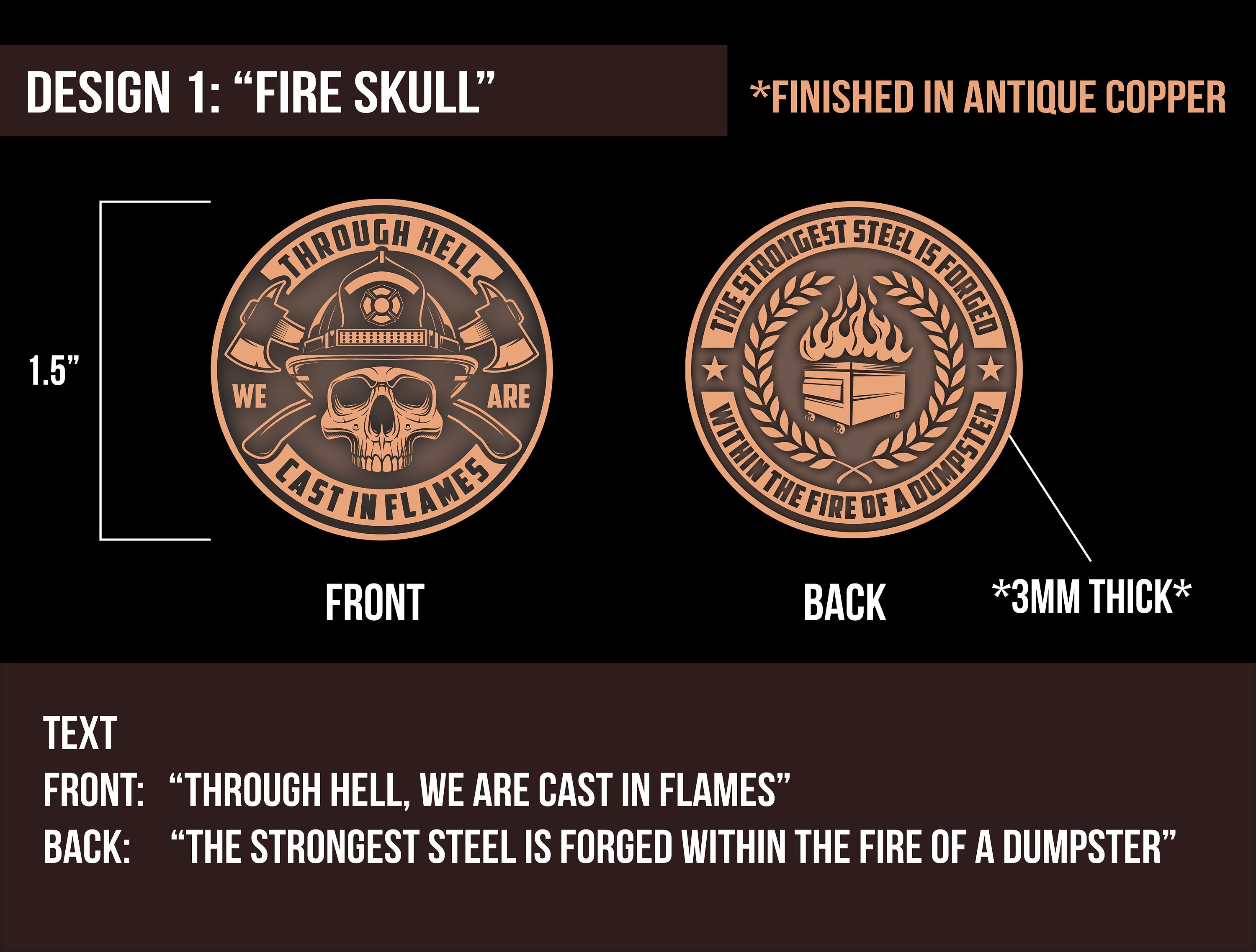 Fire Skull Challenge Coin: Antique Copper Firefighter Token - Etsy