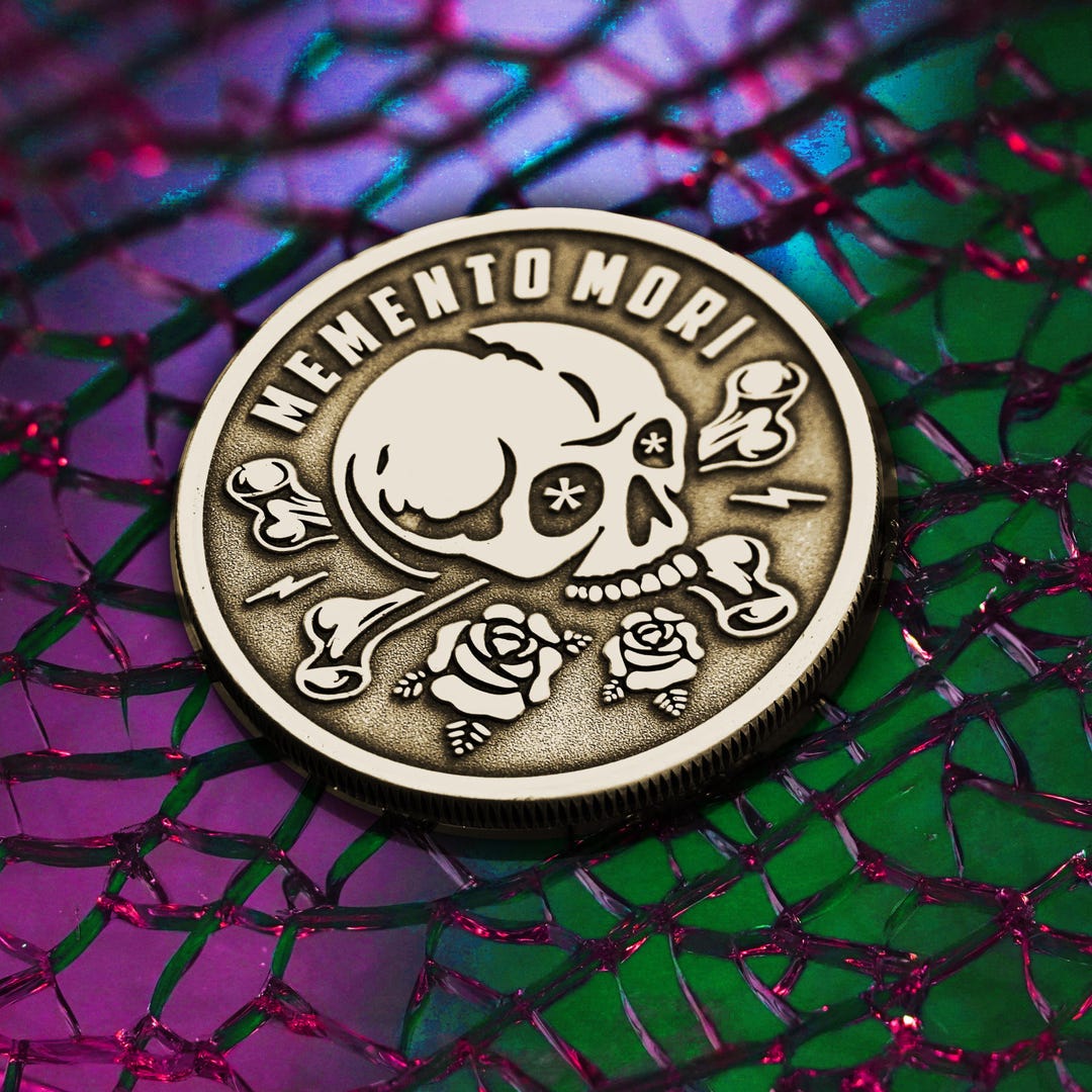 Memento Mori Memento Vivere Coin – Antique Silver Challenge Coin ...