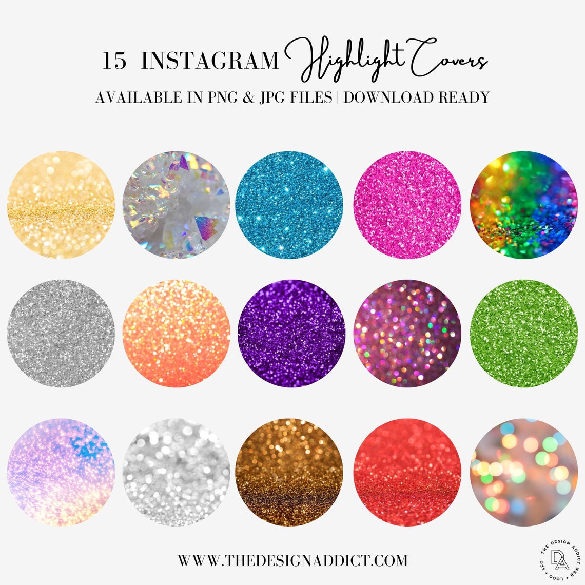 Glitter Sparkle Instagram Highlight Covers, 15 IG Story Graphics (JPG ...
