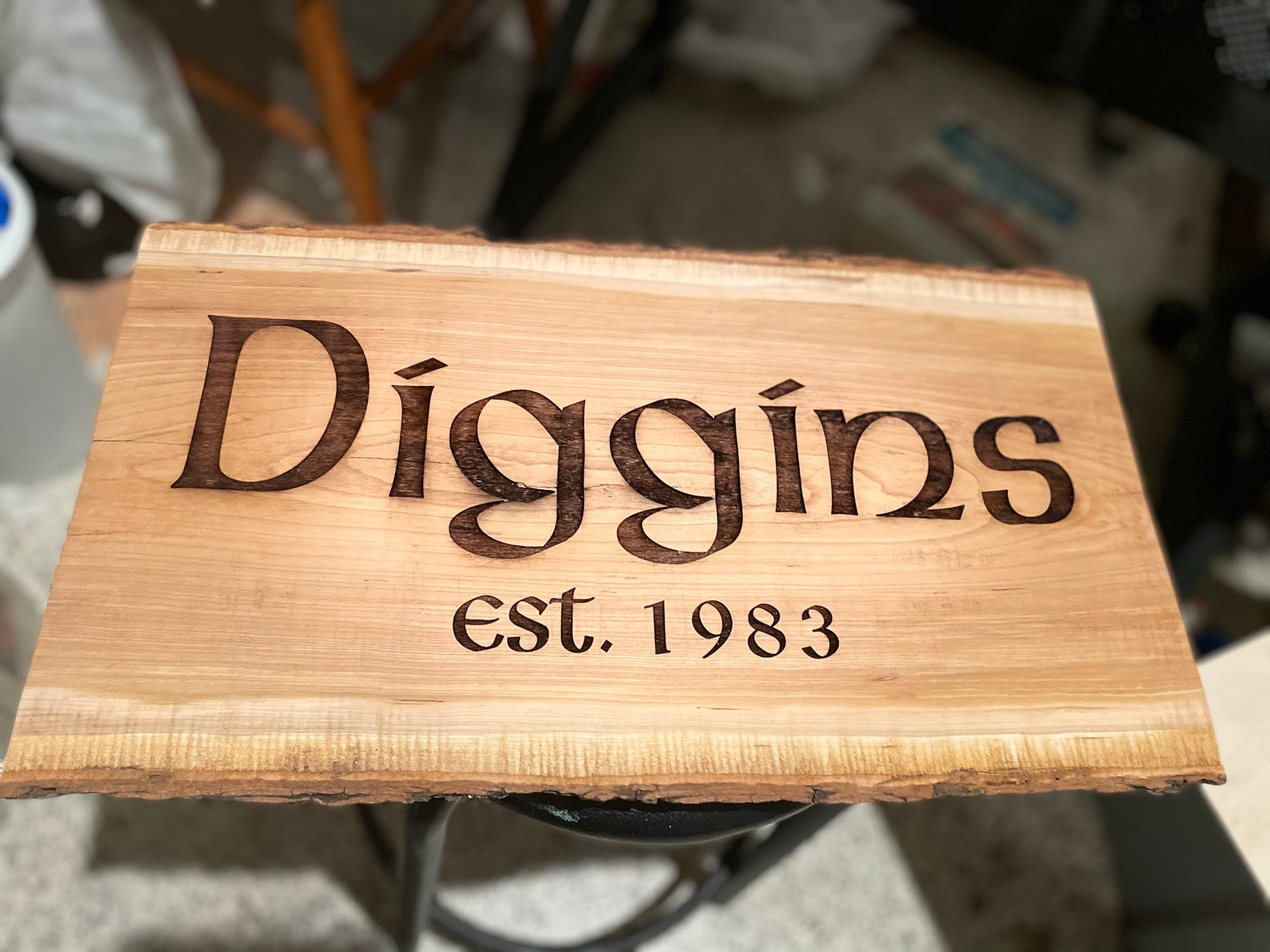 Personalized Sign Live Edge Wood Last Name Sign Home Decor - Etsy