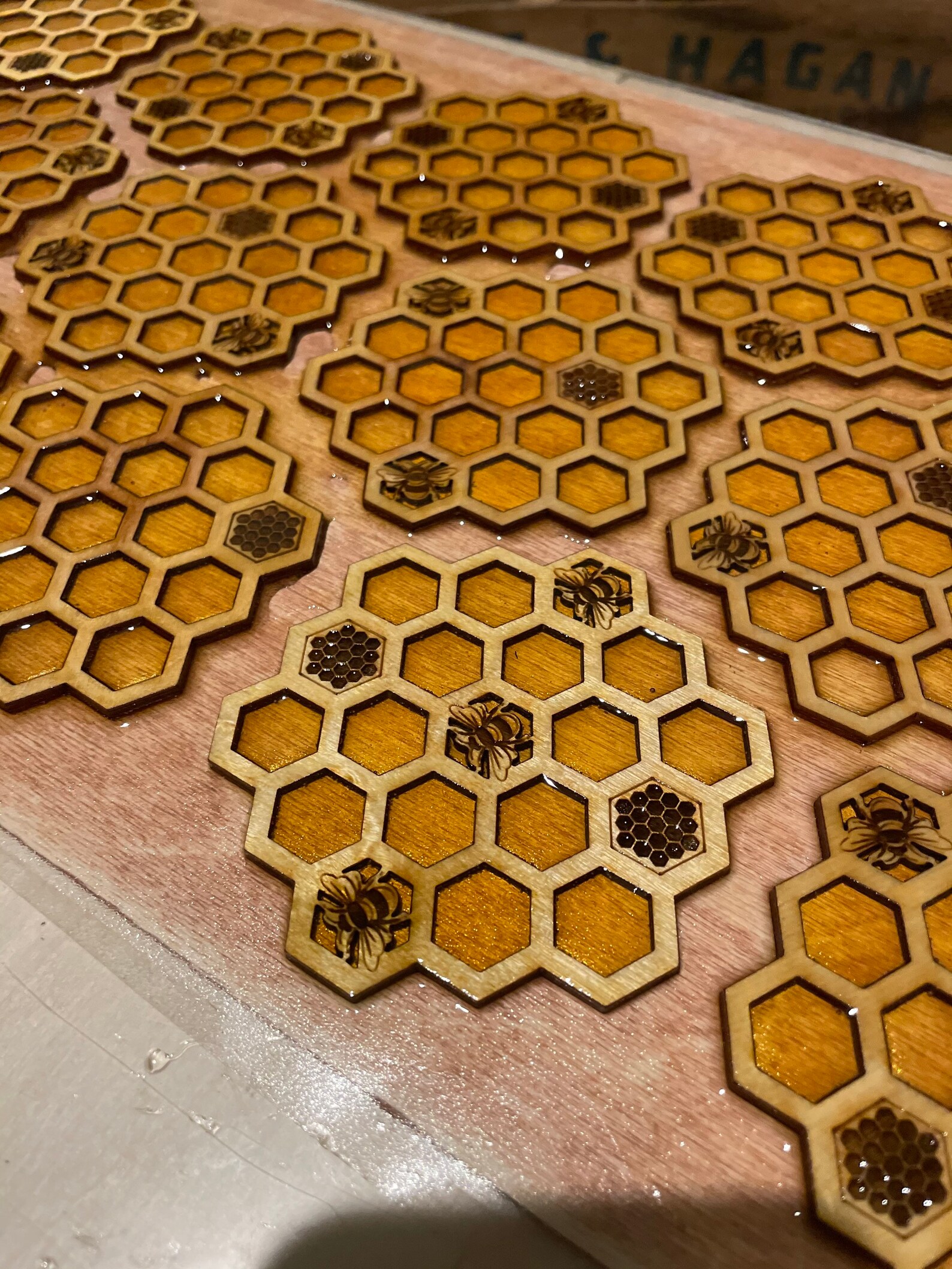 Honey Bee Coasters Set of 8 Coasters & Holder Honeycomb - Etsy