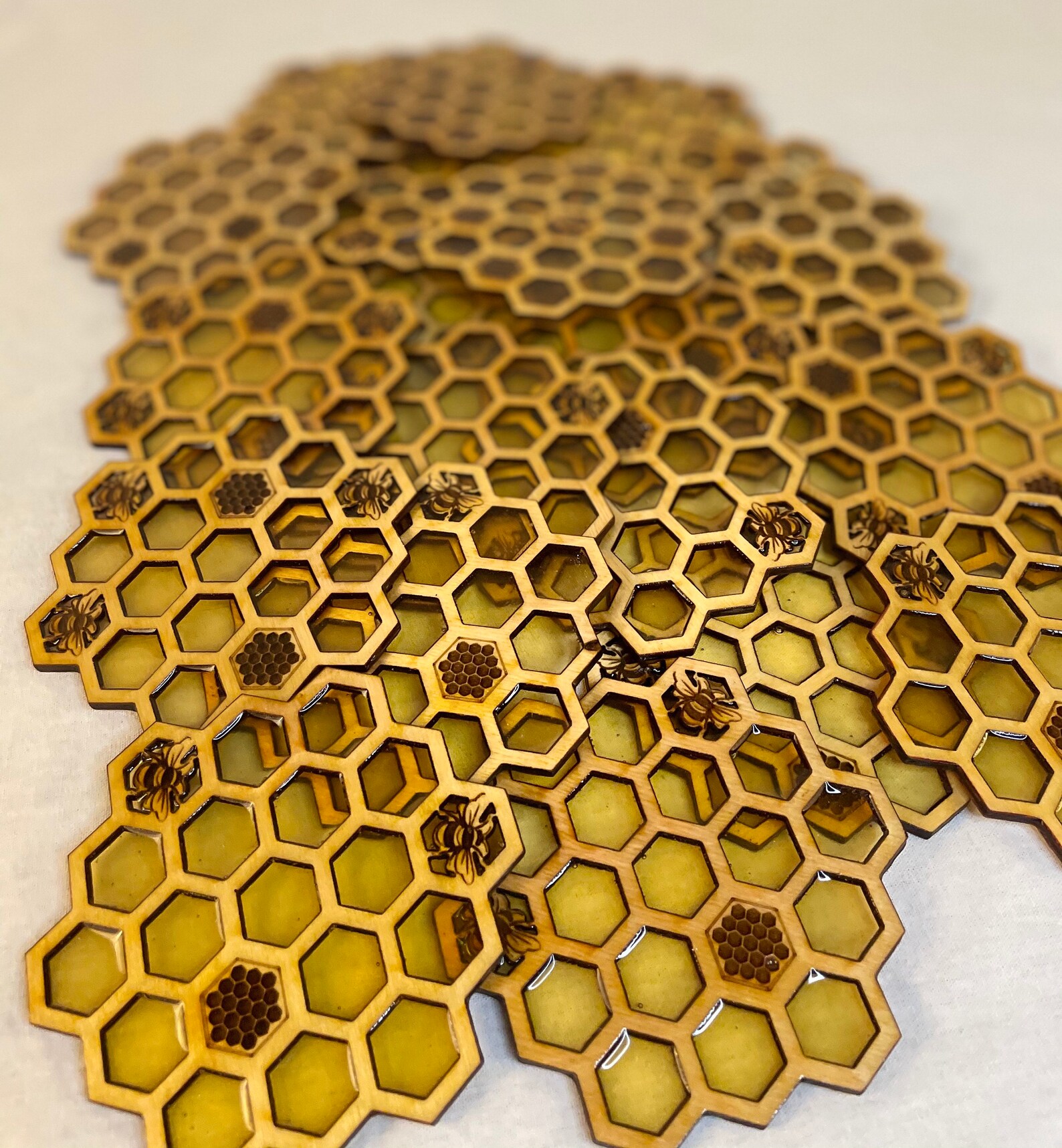 Honey Bee Coasters Set of 8 Coasters & Holder Honeycomb - Etsy