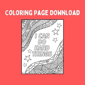 I Can Do Hard Things Coloring Page - Coloring Sheet - Digital Download ...