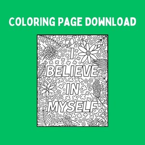 Believe in Yourself Coloring Page - Coloring Sheet - Digital Download ...
