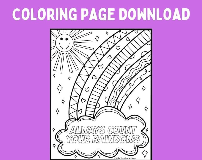 Rainbow Coloring Page - Coloring Sheet - Digital Download - Kids ...