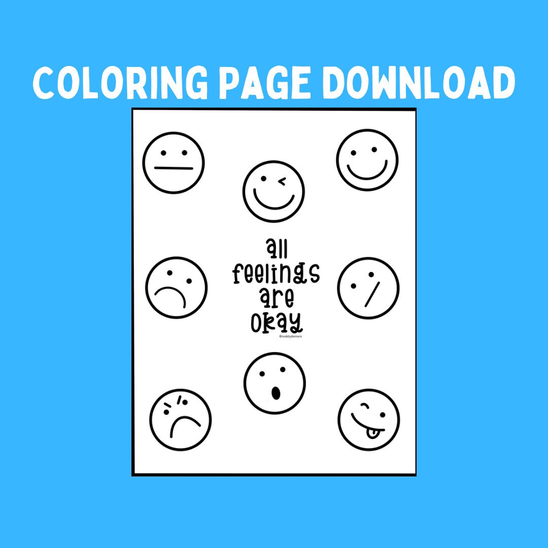 Feelings Coloring Page - Digital Download Coloring Page Coloring Sheets ...