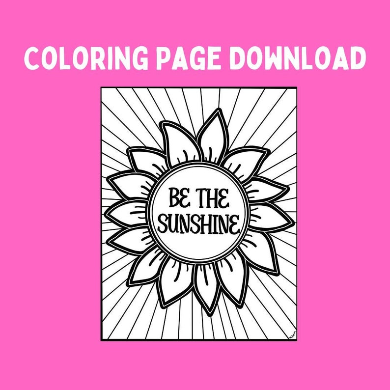 Be the Sunshine Coloring Page Coloring Sheet Digital - Etsy