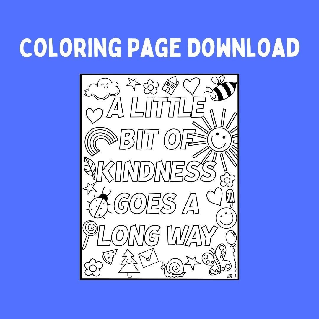 Kindness Coloring Page - Coloring Sheet - Digital Download - Kids ...