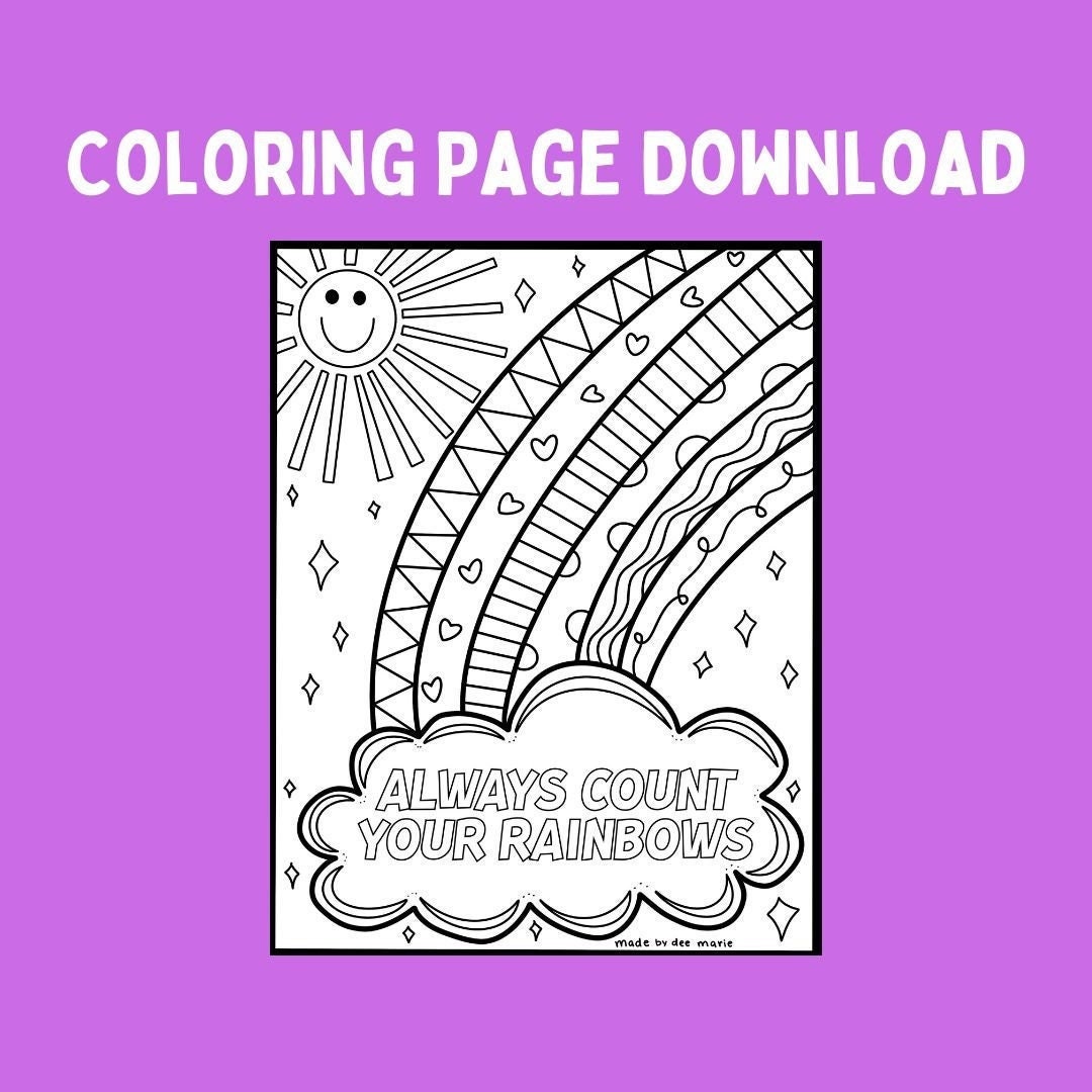 Rainbow Coloring Page Coloring Sheet Digital Download - Etsy