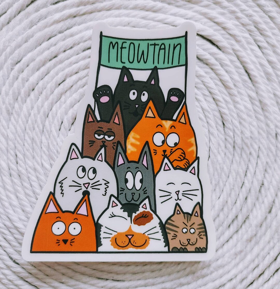 Meowtain Sticker - Car Mountain Sticker - Cat Sticker - Cat Pun Sticker ...