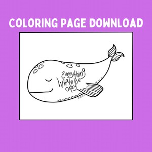 Whale Coloring Page - Marine Life Coloring Page Coloring Sheets Digital ...