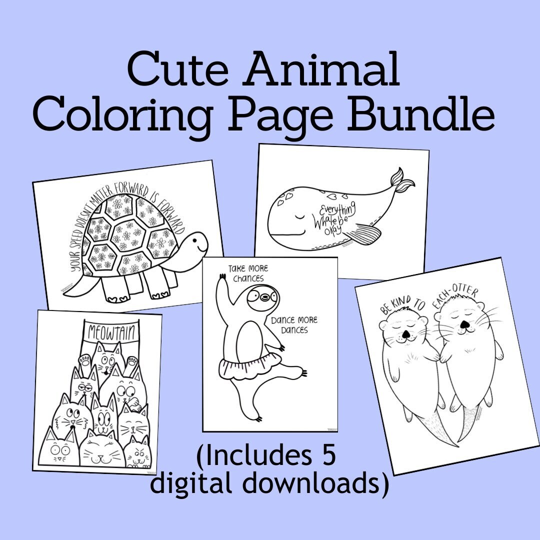 Cute Animal Coloring Page Bundle - Coloring Pages Coloring Sheets ...