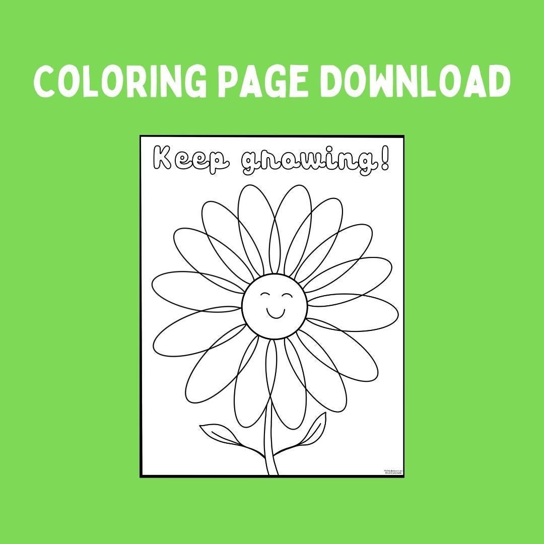 Keep Growing Coloring Page Digital Download Digital File - Etsy