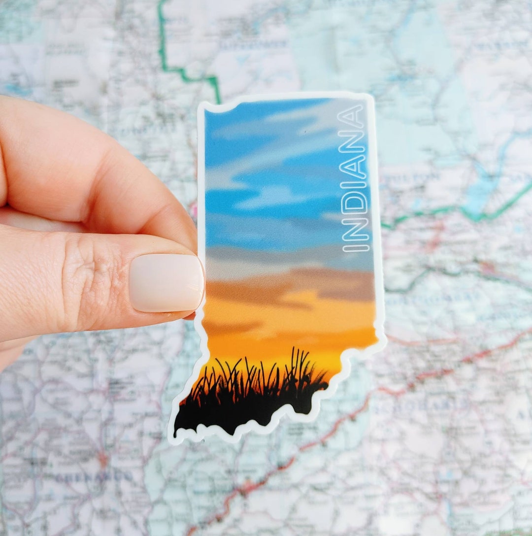 Indiana State - Indiana Sticker - Indiana State Sticker - Waterproof ...