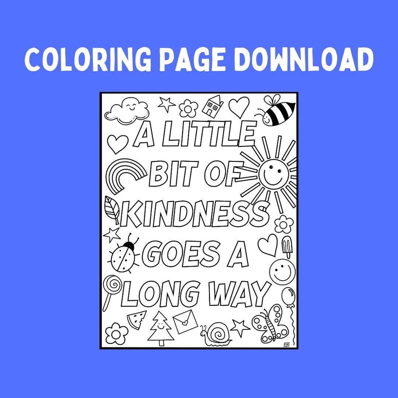 Kindness Coloring Page Coloring Sheet Digital Download - Etsy