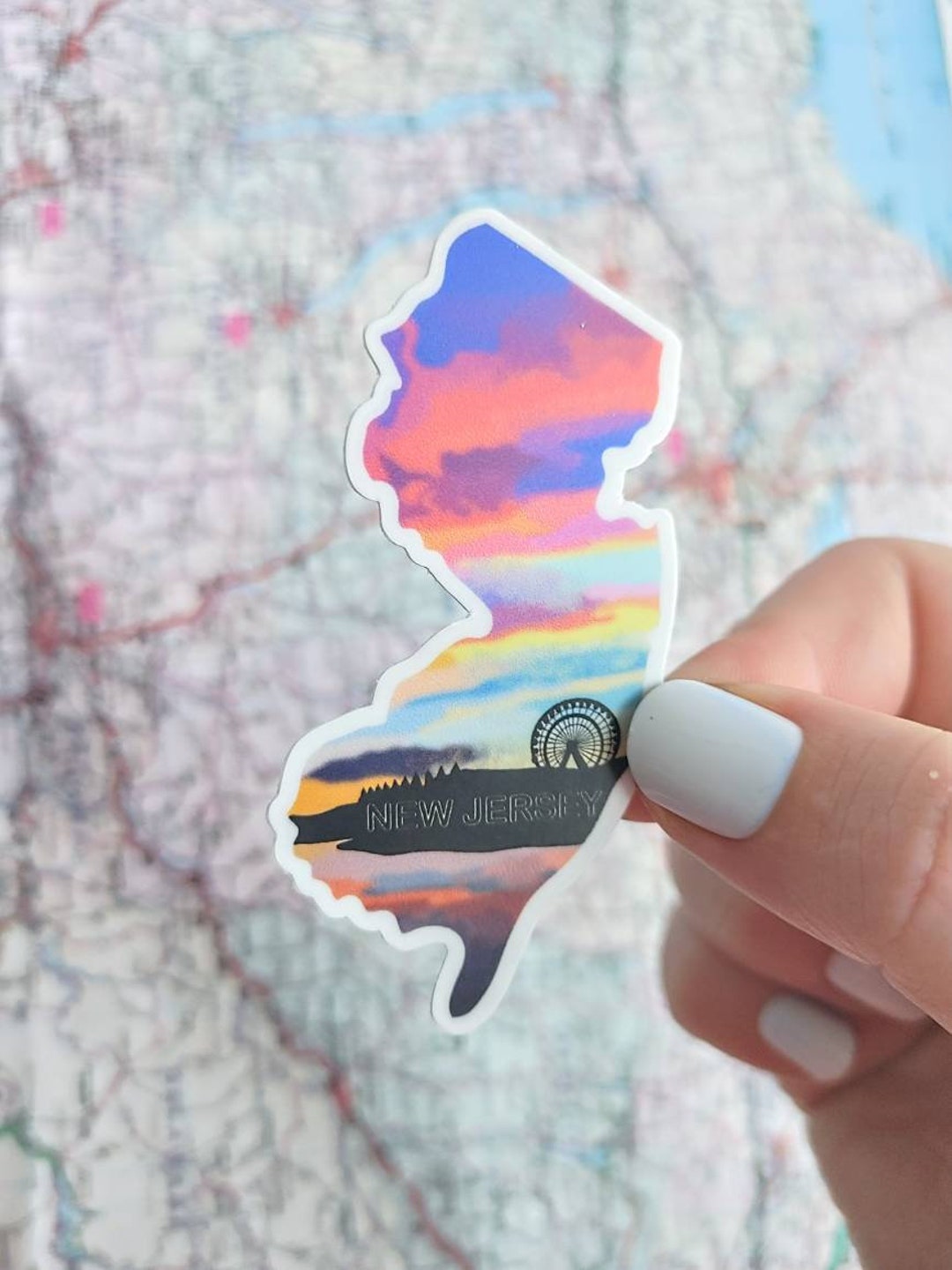 New Jersey Sticker - New Jersey State Stickers - Sunset Stickers ...