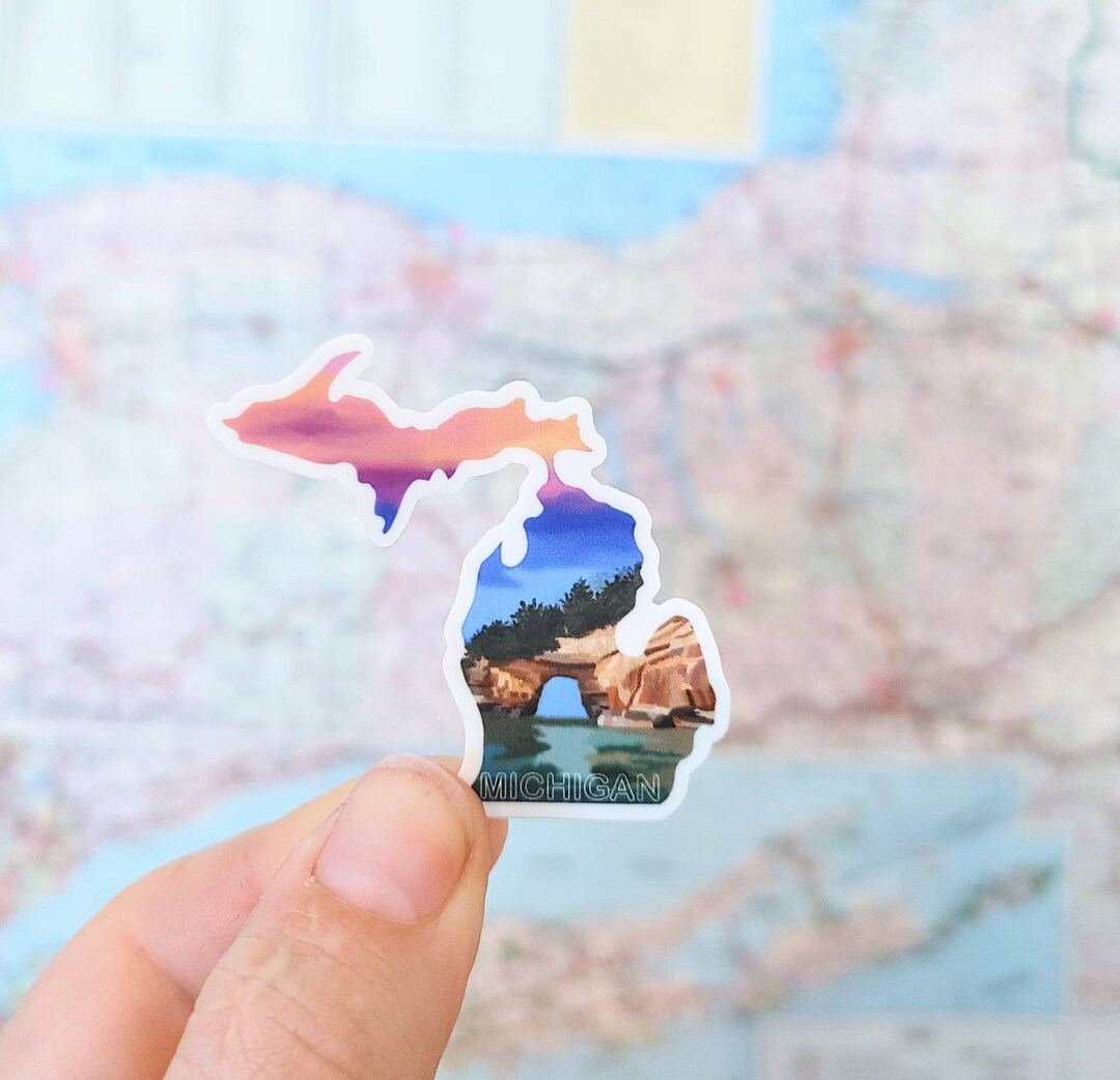 Michigan Sticker - Michigan State Sticker - Mini Sticker - State ...
