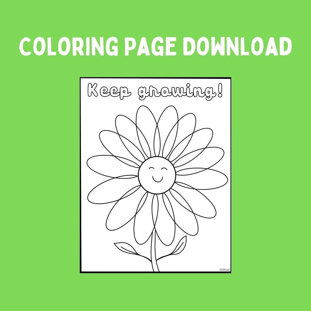 Keep Growing- Coloring Page- Digital Download- Digital File - Coloring ...
