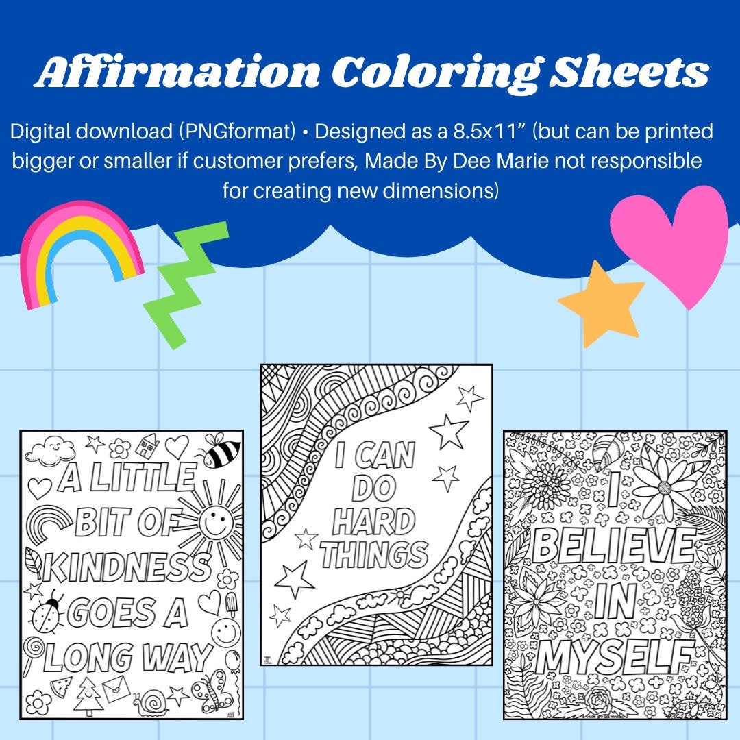 Affirmation Coloring Sheets - Coloring Pages - Children's Coloring ...