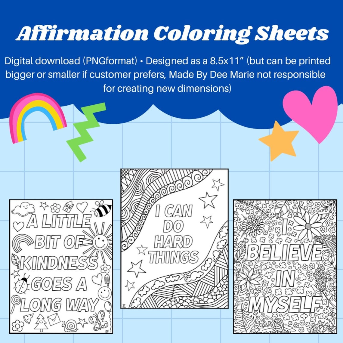 Affirmation Coloring Sheets Coloring Pages Children's - Etsy