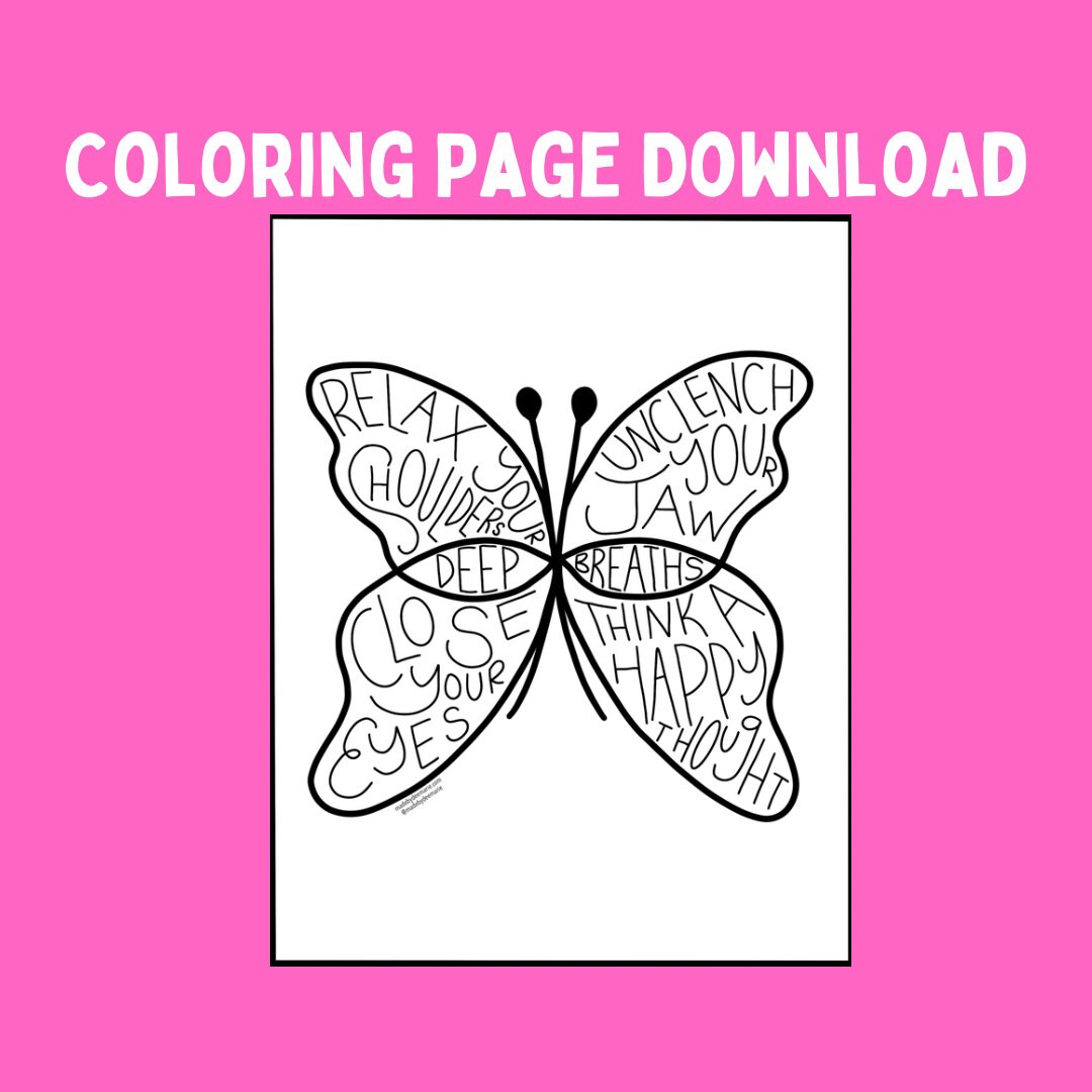 Butterfly Affirmation Coloring Page - Butterfly Theme Coloring Activity ...