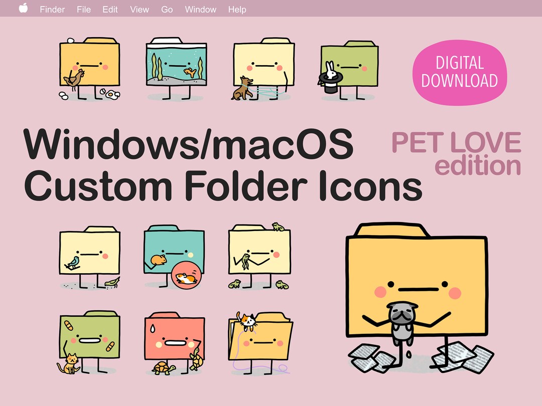 Cute Folder Icons Custom Desktop Macos Windows Home Office Laptop ...